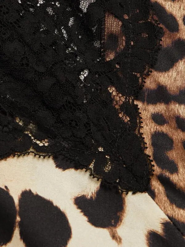 RODARTE Leopard Print Silk Lace-trim Maxi Dress