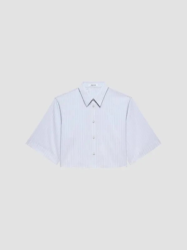Helmut Lang Striped Cotton-blend Crop Trench Shirt