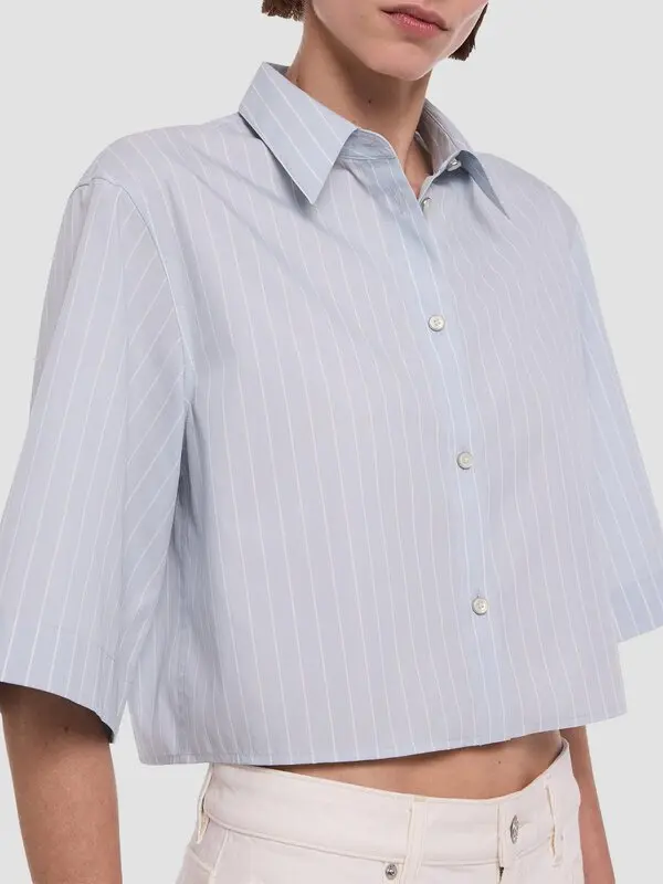 Helmut Lang Striped Cotton-blend Crop Trench Shirt