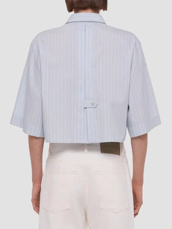 Helmut Lang Striped Cotton-blend Crop Trench Shirt