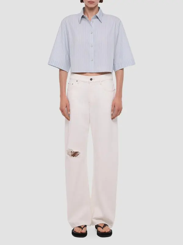 Helmut Lang Striped Cotton-blend Crop Trench Shirt