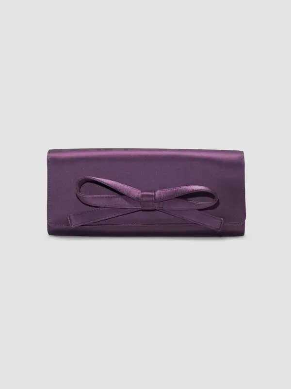 Carolina Herrera Margaret Bow Satin Clutch - Plum