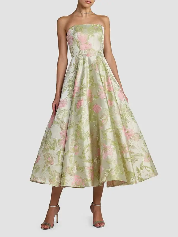Mac Duggal Floral Brocade Strapless A-line Cocktail Dress