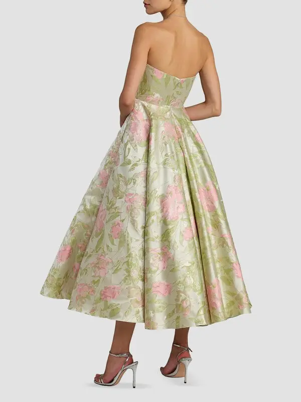 Mac Duggal Floral Brocade Strapless A-line Cocktail Dress