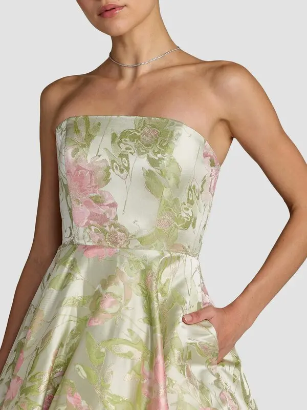 Mac Duggal Floral Brocade Strapless A-line Cocktail Dress