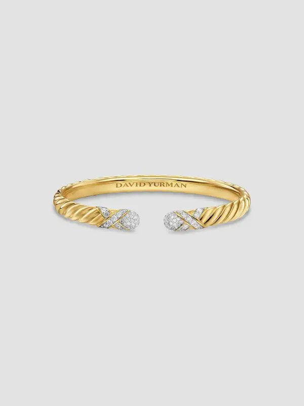 David Yurman Sculpted Cable X Cuff Bracelet In 18k Yellow Gold