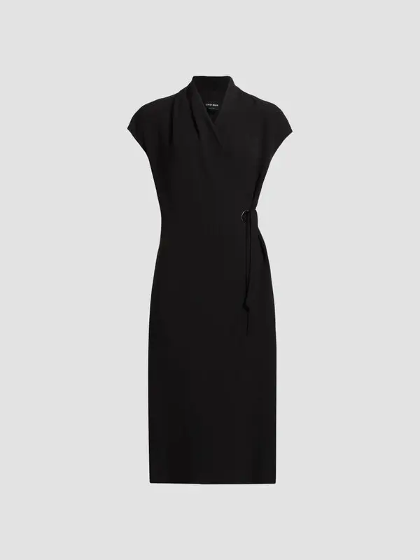 Giorgio Armani Silk Wrap Midi-dress - Black