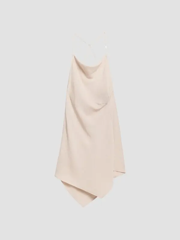 Helmut Lang Knot Open Back Asymmetric Mini-slipdress - Ivory