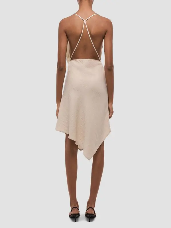 Helmut Lang Knot Open Back Asymmetric Mini-slipdress