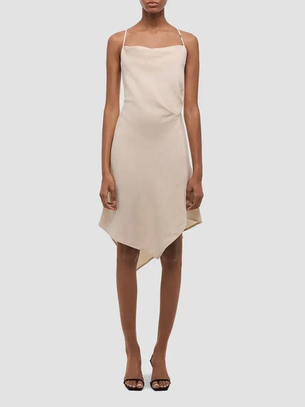 Helmut Lang Knot Open Back Asymmetric Mini-slipdress