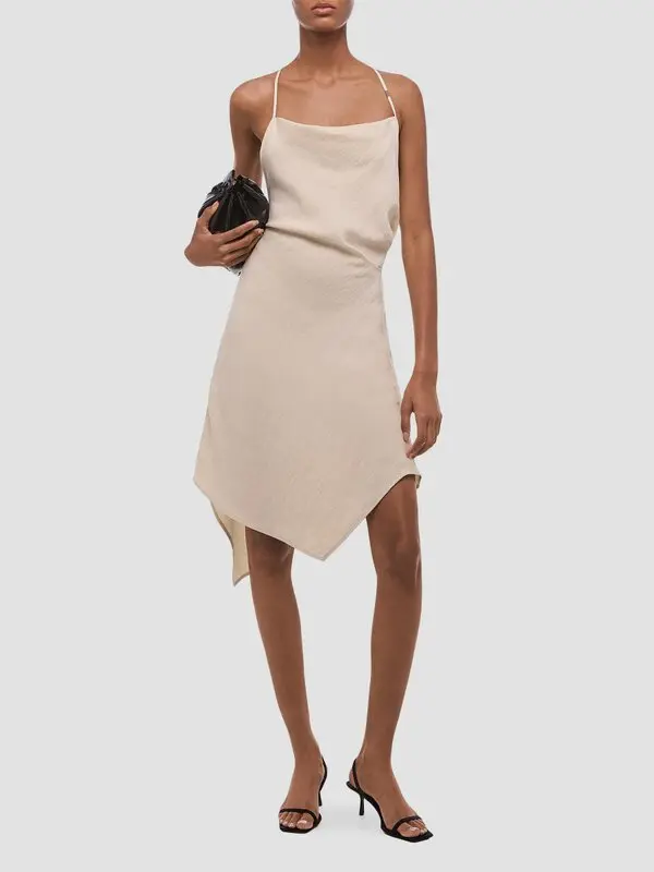Helmut Lang Knot Open Back Asymmetric Mini-slipdress