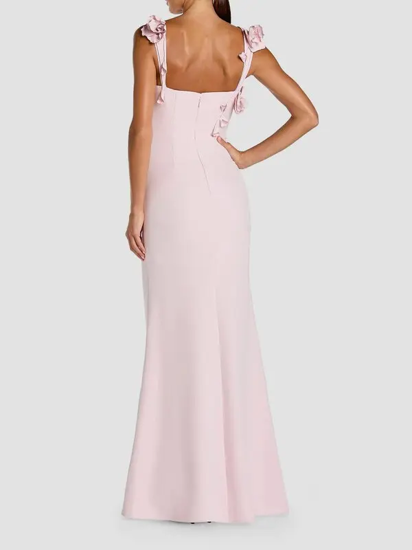 Mac Duggal Floral-appliqué Square-neck Column Gown