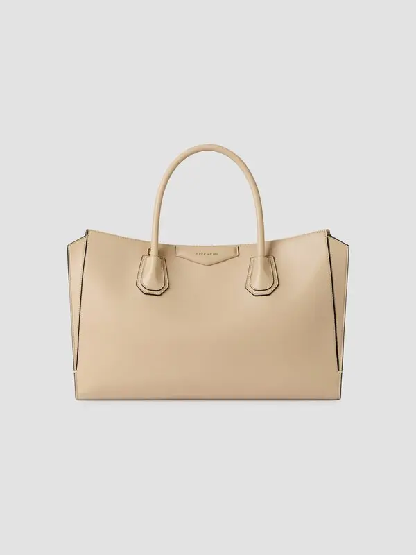 Givenchy Medium Antigona Catchall Top Handle Bag In Shiny Grained Leather - Dune