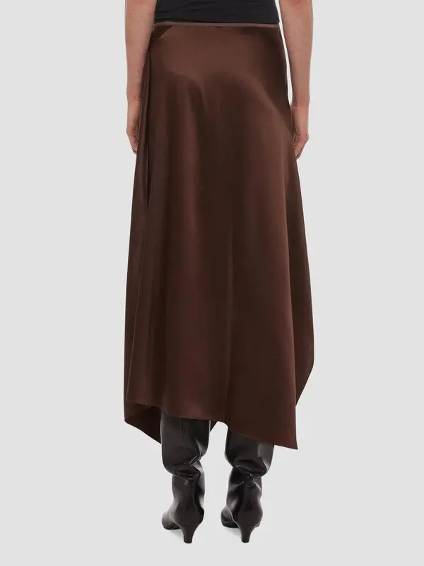 Helmut Lang Silk Satin Asymmetric Midi Skirt - Serra