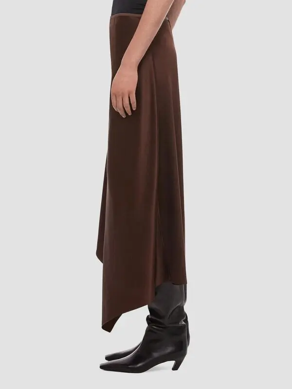 Helmut Lang Silk Satin Asymmetric Midi Skirt - Serra