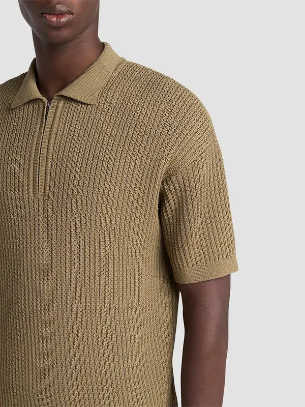 Giorgio Armani Rib-knit Short-sleeve Polo Shirt