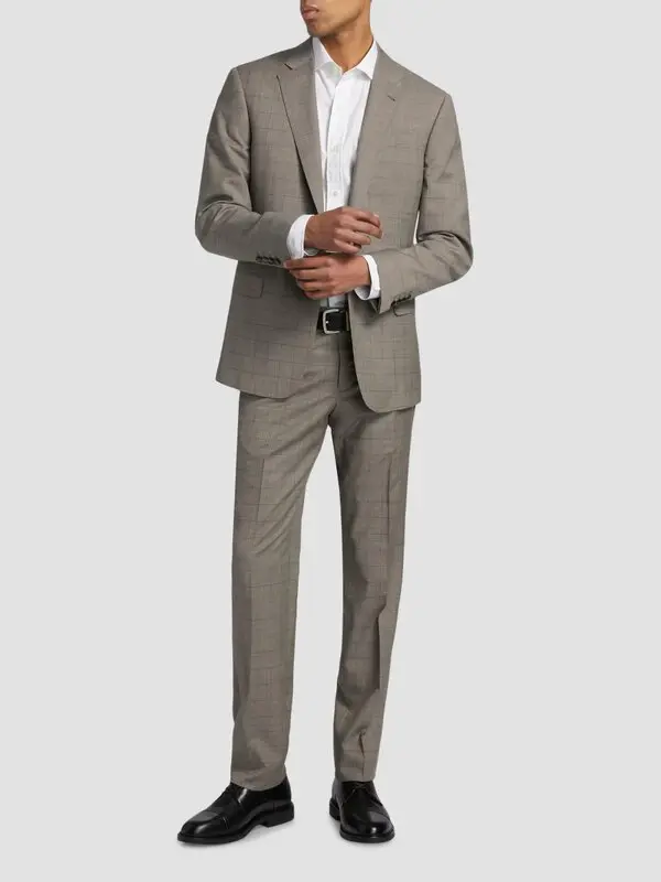 Giorgio Armani Windowpane Plaid Wool Suit
