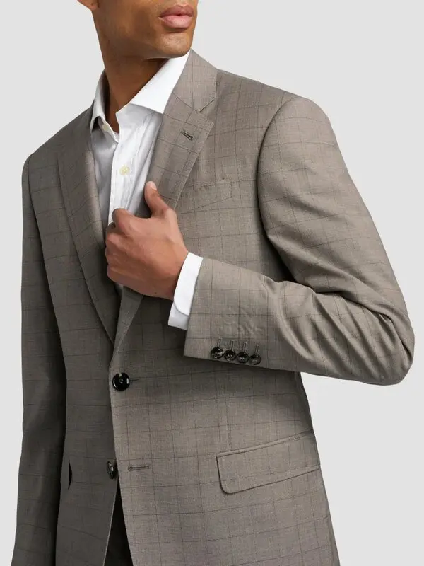 Giorgio Armani Windowpane Plaid Wool Suit