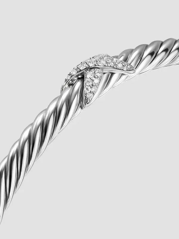 David Yurman Cable Flex X Station Bracelet In Sterling - Diamond