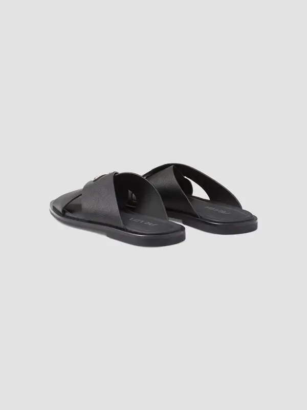Prada Saffiano Leather Crisscross Slides