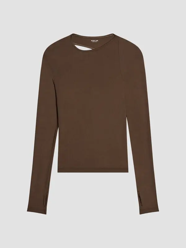 Helmut Lang Asymmetrical Cut-out Jersey Top - Bark