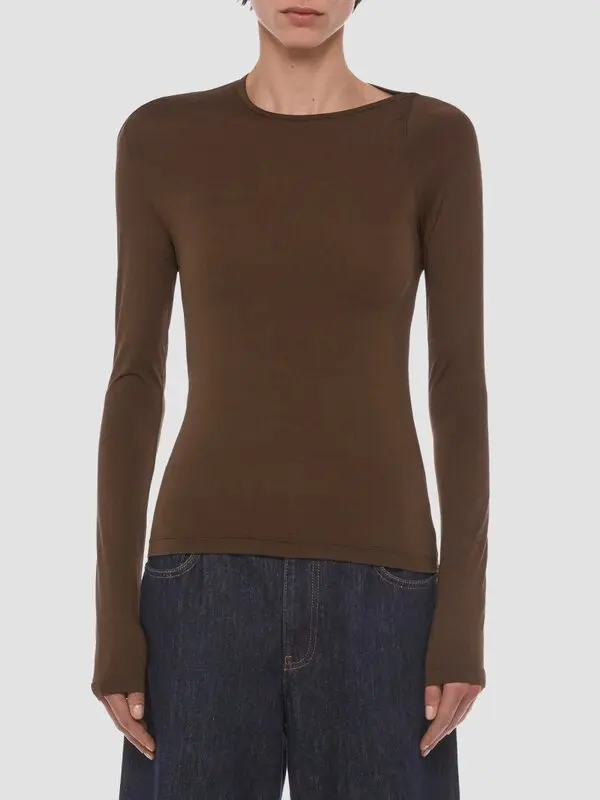Helmut Lang Asymmetrical Cut-out Jersey Top - Bark