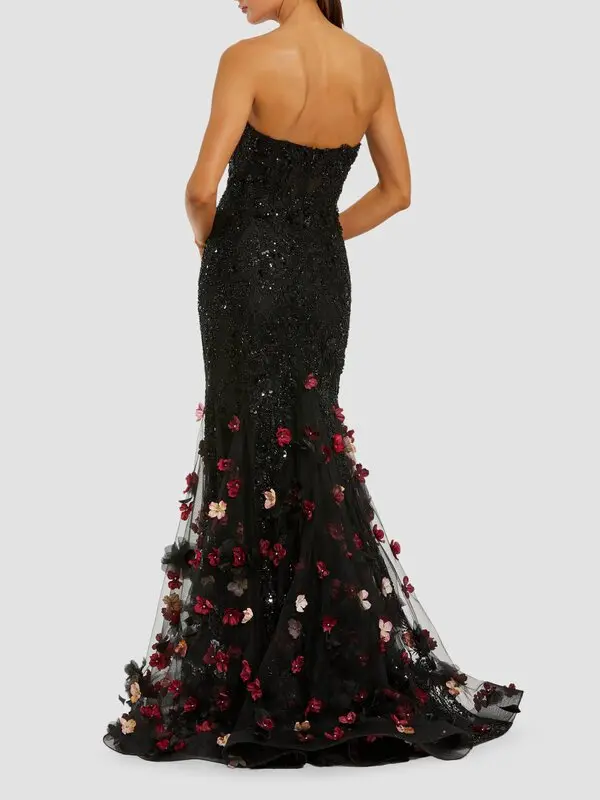 Mac Duggal Embellished Strapless Mermaid Gown - Black Multi