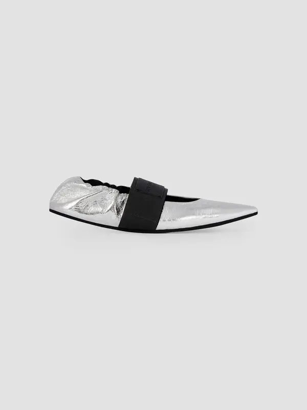 Givenchy Crush Ballerinas In Wrinkled-effect Metallic Leather - Silvery
