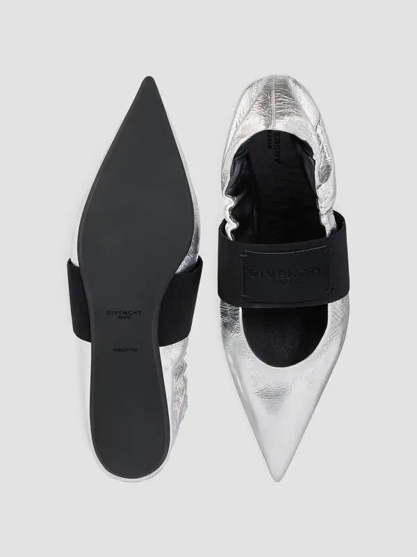 Givenchy Crush Ballerinas In Wrinkled-effect Metallic Leather - Silvery