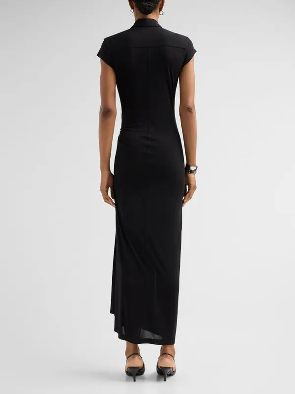 Helmut Lang Twisted Front Jersey A-line Maxi Dress