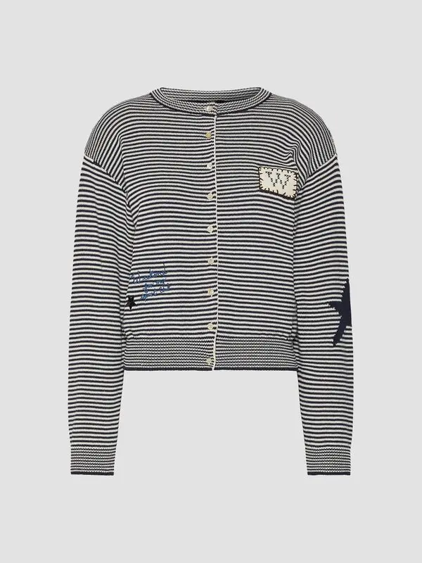 Max Mara Inlay Detail Cotton Yarn Cardigan