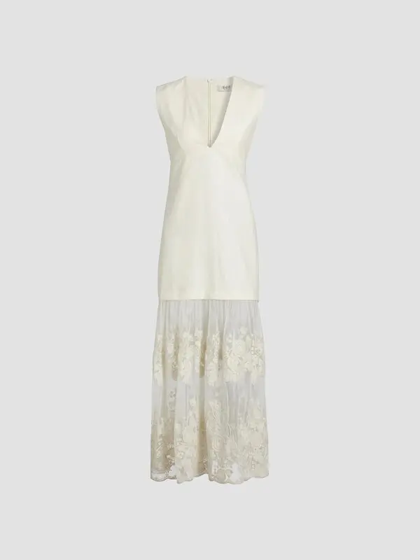 Sea Arielle Lace Linen Midi-dress - Cream