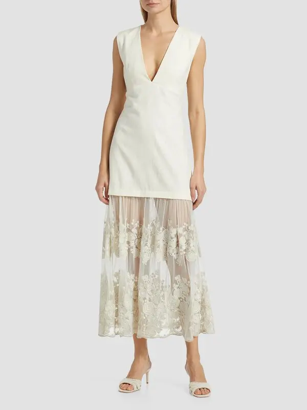 Sea Arielle Lace Linen Midi-dress