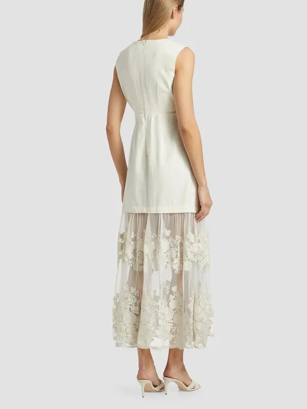 Sea Arielle Lace Linen Midi-dress