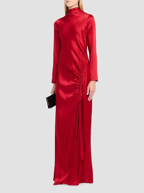 Lapointe Satin Gathered Tab Gown
