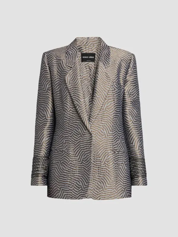 Giorgio Armani Irregular Geometric Jacquard Blazer - Phantom