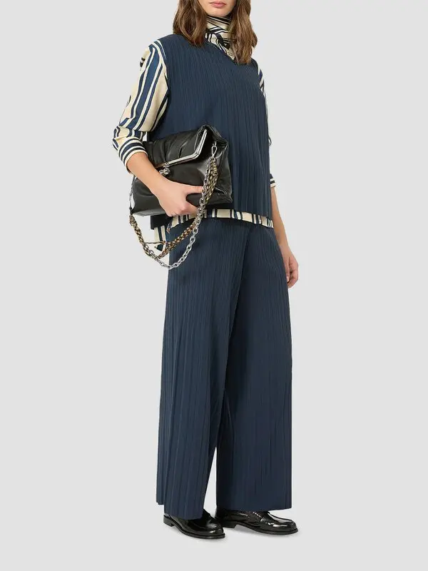 Max Mara Plissé Pleated Viscose Yarn Sweater