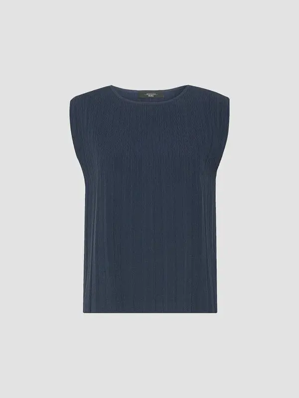 Max Mara Plissé Pleated Viscose Yarn Sweater - Navy