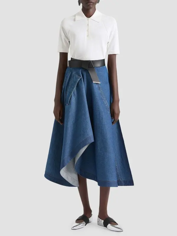 Givenchy Long Asymmetric Skirt In Denim