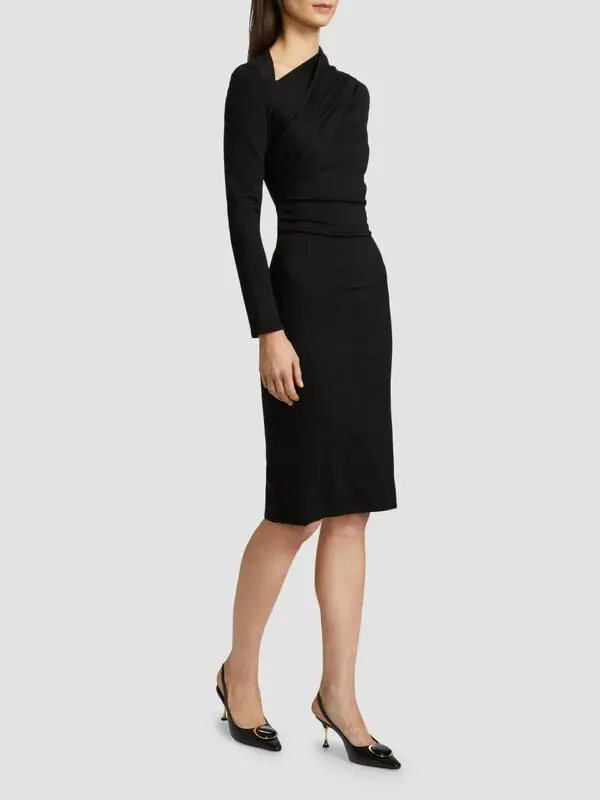 Giorgio Armani Draped Jersey Sheath Dress - Black