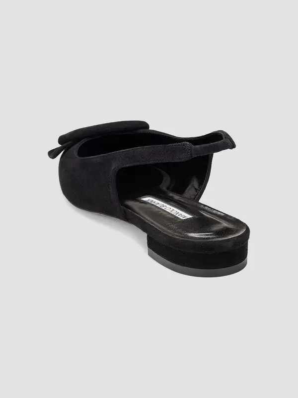 Manolo Blahnik Maylura Suede Slingback Flats - Black