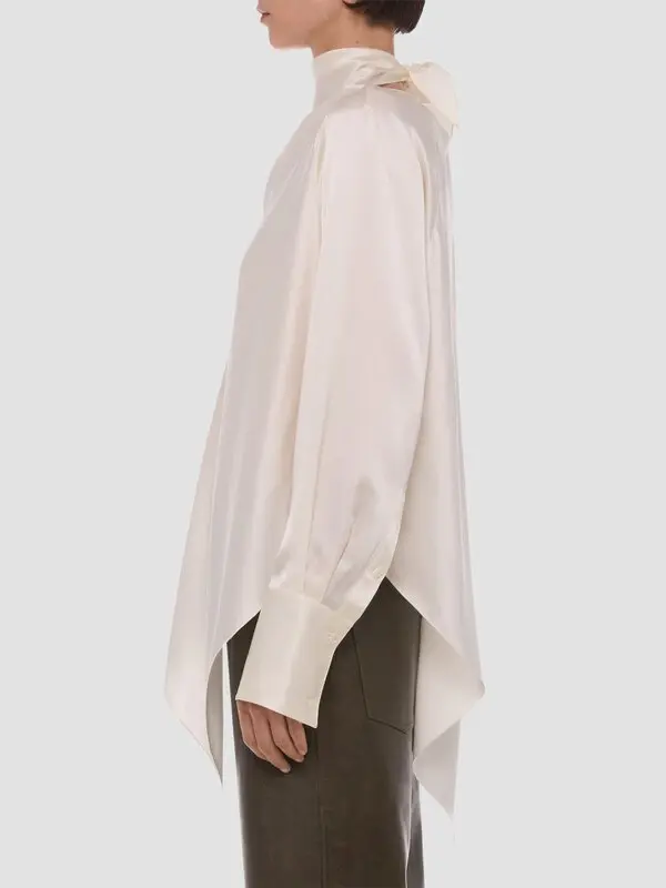 Helmut Lang Tie Neck Silk Long-sleeve Top