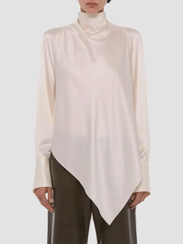 Helmut Lang Tie Neck Silk Long-sleeve Top