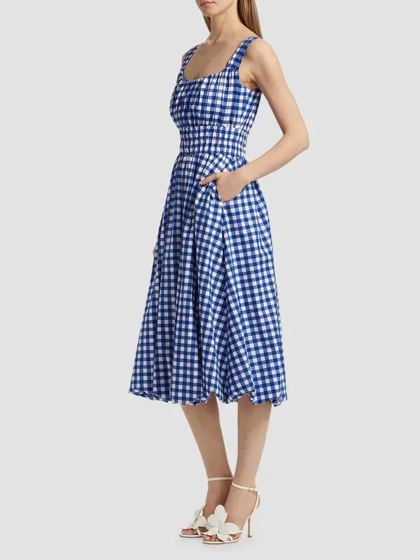 Sea Neci Gingham Cotton Scoopneck Midi-dress
