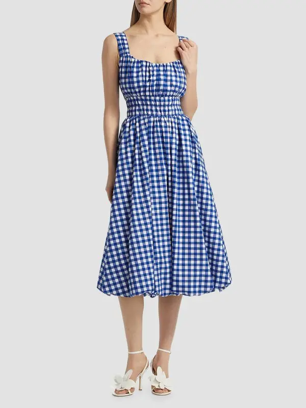 Sea Neci Gingham Cotton Scoopneck Midi-dress