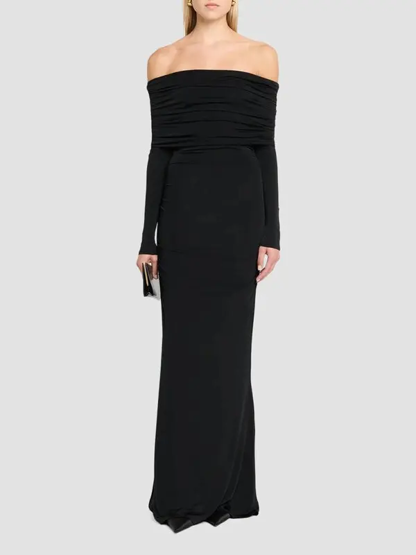 Lapointe Jersey Off-the-shoulder Column Gown