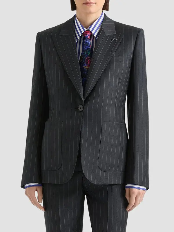 Givenchy Single-breasted Striped Blazer In Wool - Grey Mix