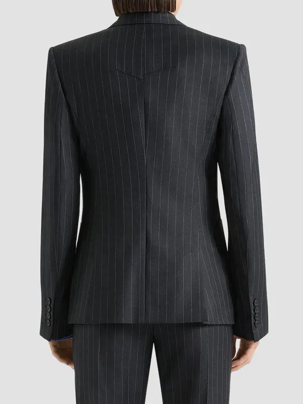 Givenchy Single-breasted Striped Blazer In Wool - Grey Mix