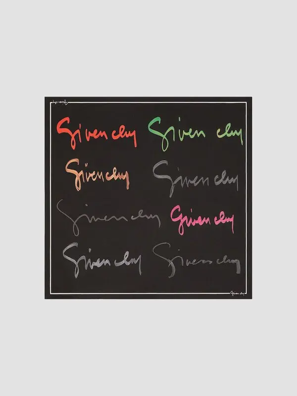 Givenchy Square Scarf In Silk With Signature - Multicolored