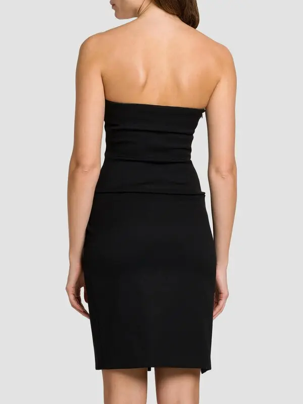 Attico Stretch Wool Gabardine Strapless Minidress